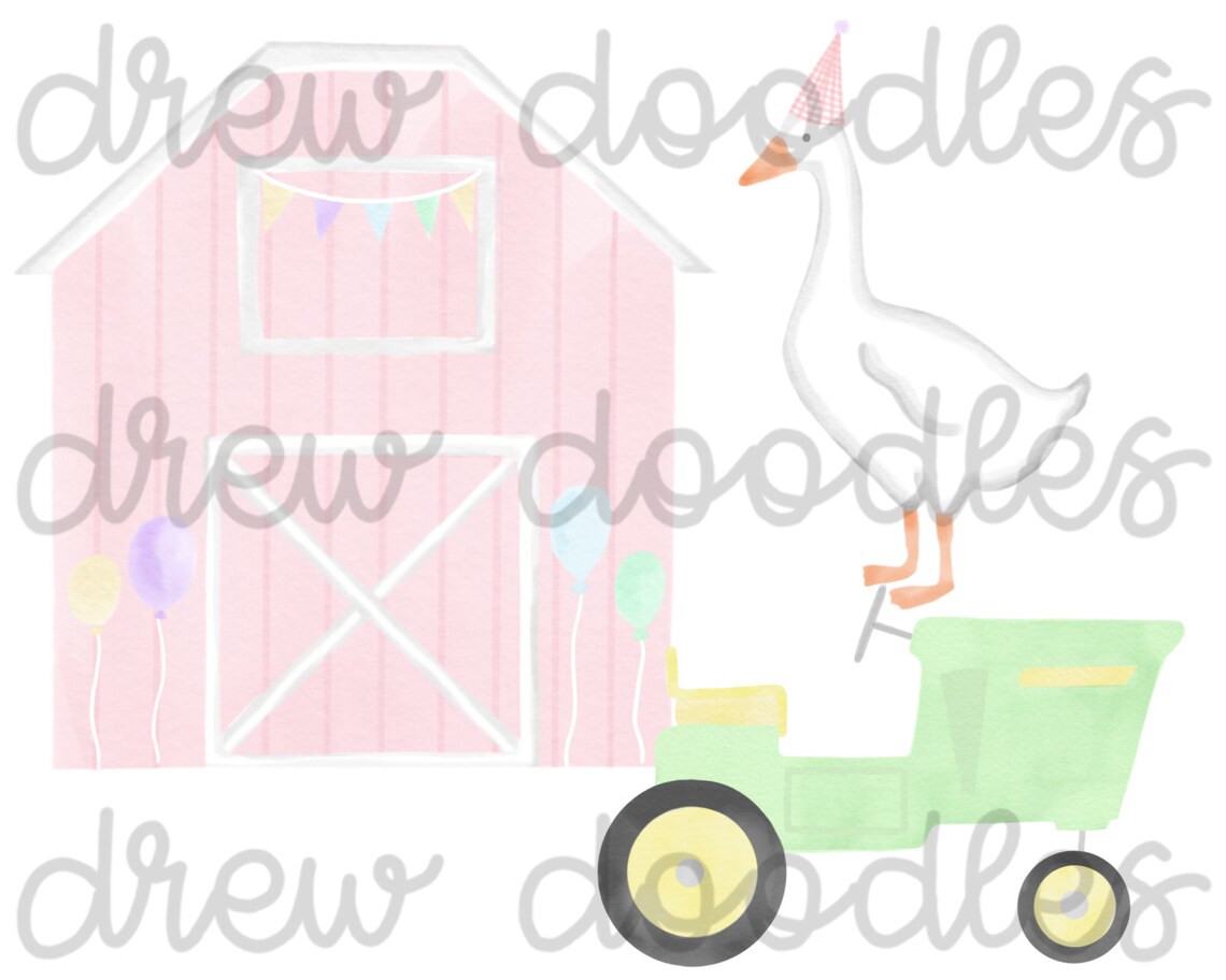 Watercolor Pastel Pink Farm Birthday Digital Clip Art Set - Etsy