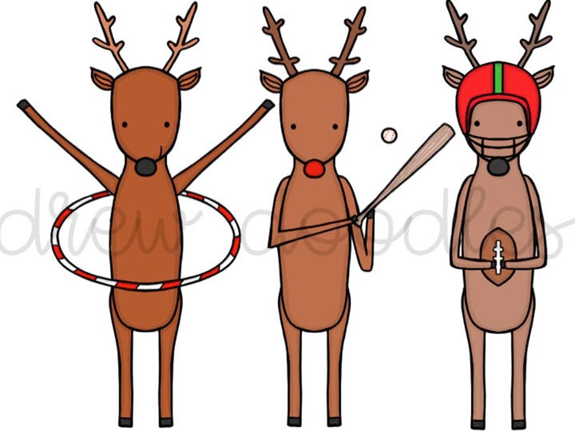 Reindeer Games Digital Clip Art Set Instant Download | Etsy