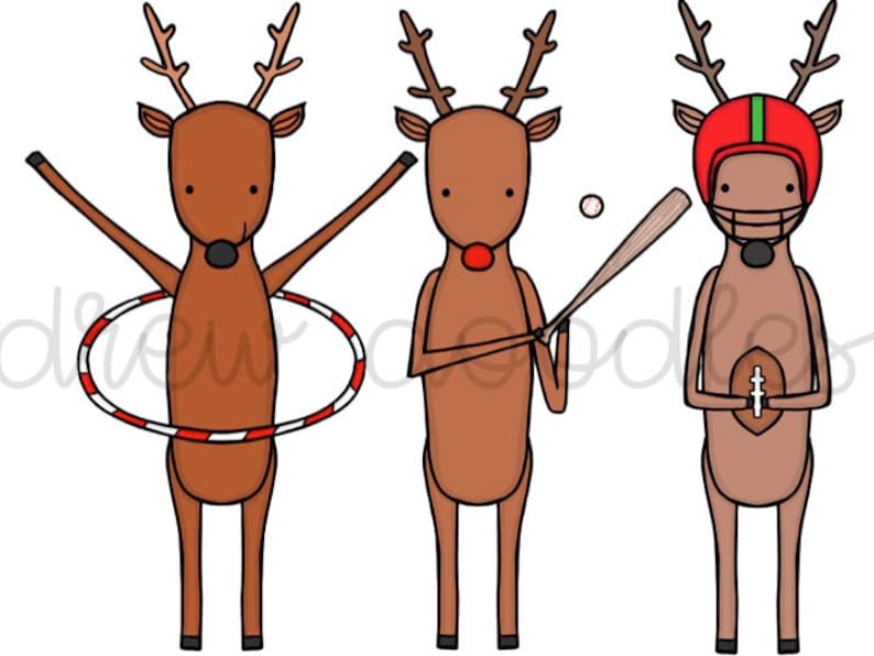 Reindeer Games Digital Clip Art Set Instant Download | Etsy