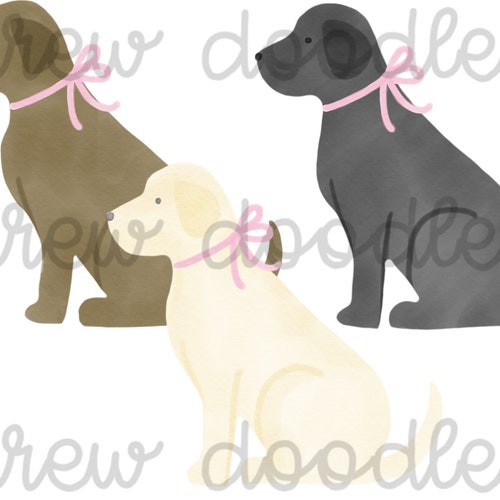 Watercolor Pink Party Dog Heads Digital Clip Art Set Instant - Etsy