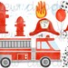 Watercolor Fire Station Digital Clip Art Set Instant Download | Etsy