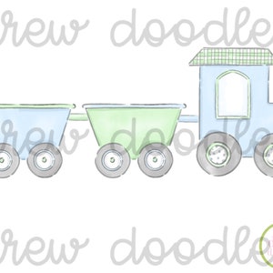 Watercolor Blue and Green Train, Plane, Tractor- Instant Download - Etsy