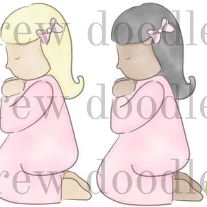 Watercolor Praying Girls Digital Clip Art Set- Instant Download - Etsy