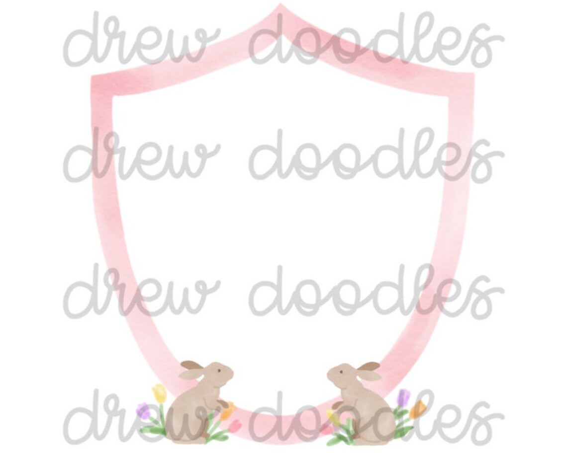 Easter Bunny Rabbit Pink Floral Crest Digital Clip Art Set - Etsy