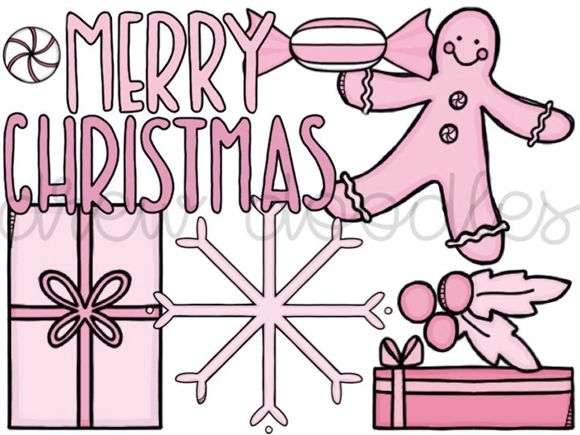 Pink Christmas Digital Clip Art Set | Etsy