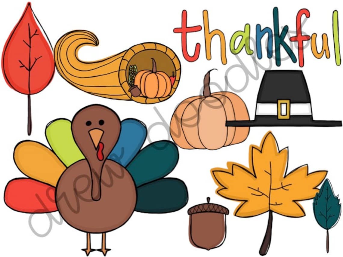 Thanksgiving Digital Clip Art Set Instant Download | Etsy