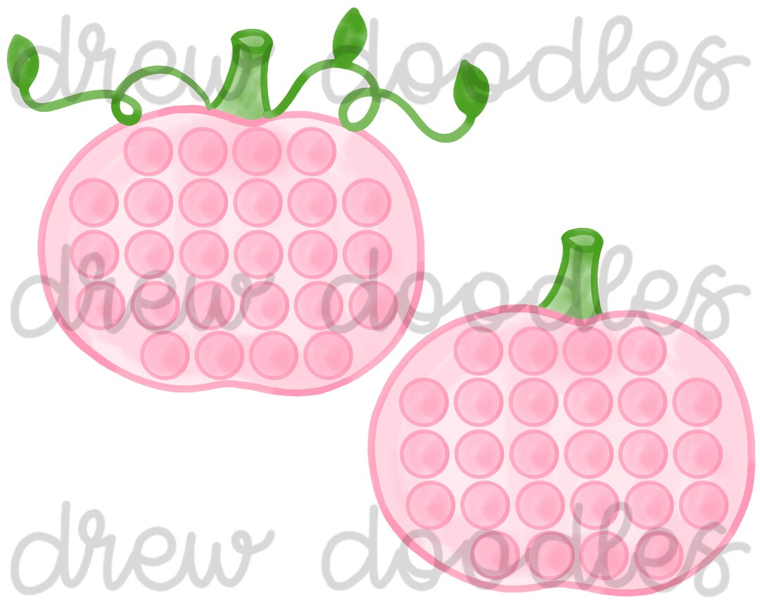 Watercolor Pink Pumpkin Pop It Digital Clip Art Set- Instant Download ...