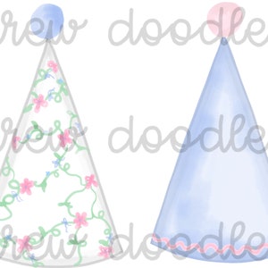 Watercolor Pastel Birthday Hats Digital Clip Art Set- Instant Download ...