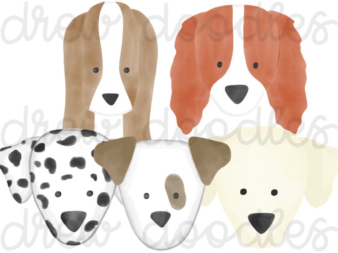 Watercolor Dog Heads Digital Clip Art Set- No Outline- Instant Download ...