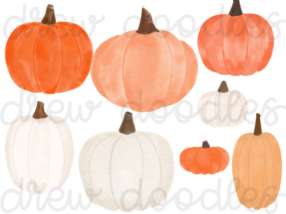 Watercolor Pumpkins Digital Clip Art Set Instant Download - Etsy