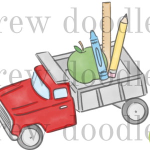Watercolor Back to School Trucks Digital Clip Art Set- Instant Download ...