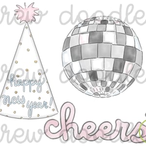 Watercolor New Years Digital Clip Art Set- Instant Download - Etsy