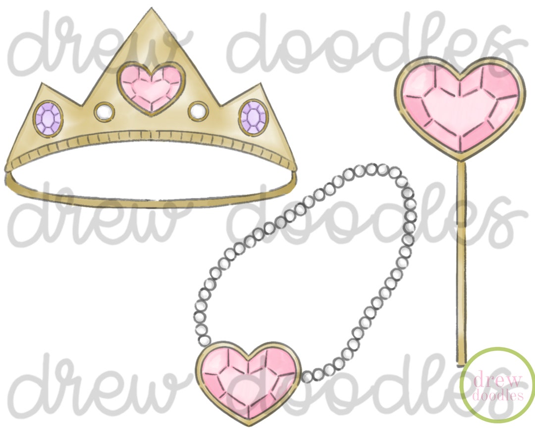 Watercolor Princess Accessories- Digital Clip Art Set- Instant Download ...