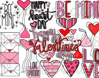 Christmas Doodles Digital Clip Art Set Color and Black Line | Etsy