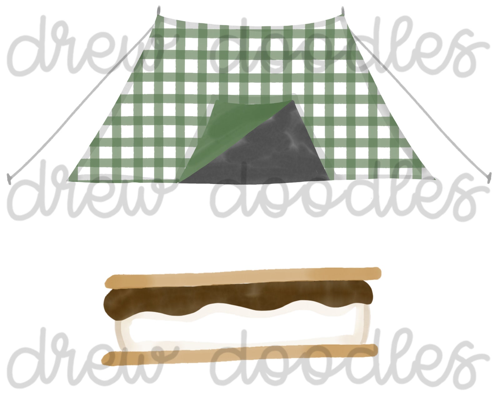 Watercolor Camping Smores Tent Digital Clip Art Set Instant - Etsy