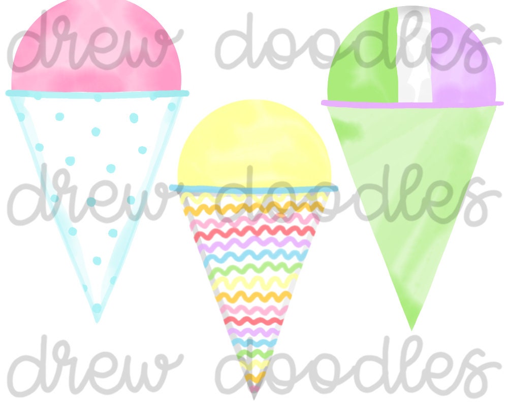 Watercolor Snow Cones- Digital Clip Art Set- Instant Download - Etsy