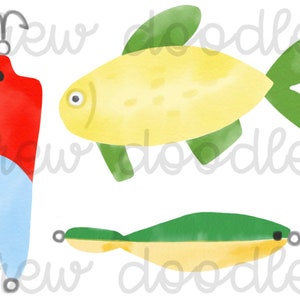 Watercolor Fishing Digital Clip Art Set- Instant Download - Etsy