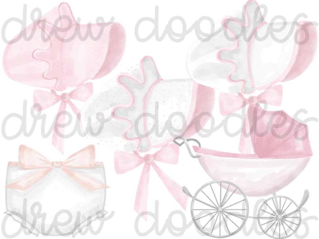 Watercolor Baby Girl Bonnets Digital Clip Art Set- Instant Download - Etsy