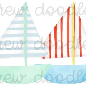 Watercolor Sailboats Digital Clip Art Set- Instant Download - Etsy