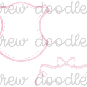 Watercolor Light Pink Bow Crest Banner Frame- Digital Clip Art Set ...