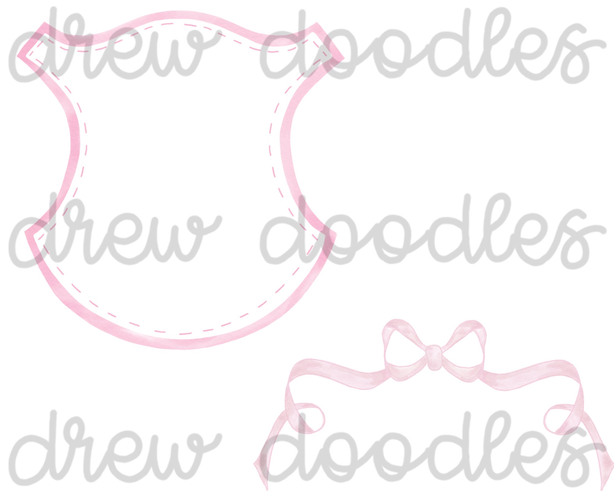 Watercolor Light Pink Bow Crest Banner Frame Digital Clip Art - Etsy