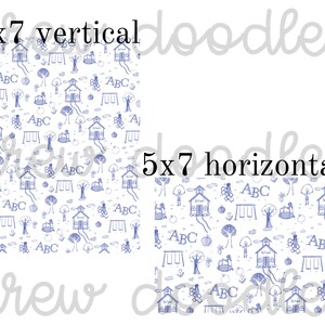 Watercolor Navy Blue School Toile Digital Papers Backgrounds 4x6 and ...