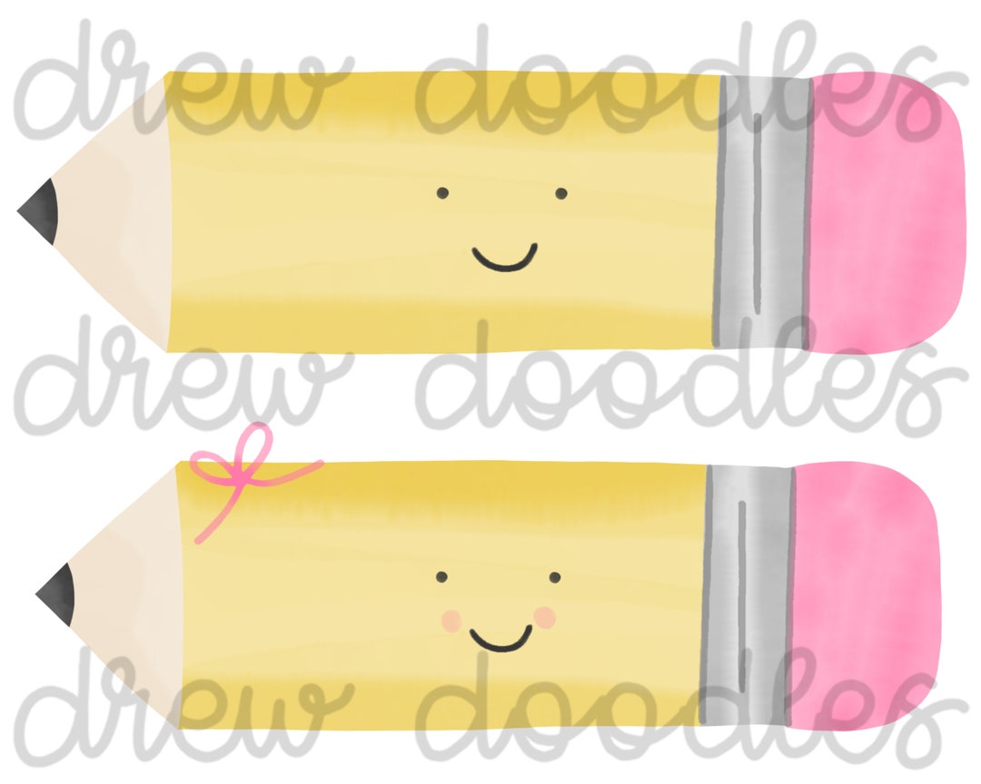 Watercolor Smiley Pencils Digital Clip Art Set- Instant Download - Etsy