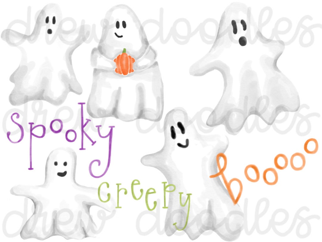 Watercolor Ghosts Digital Clip Art Set- Instant Download - Etsy