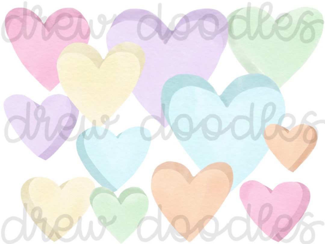 Watercolor Valentine's Day Hearts Digital Clip Art Set- Instant ...