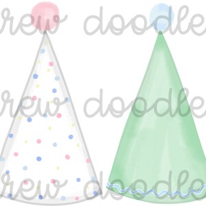 Watercolor Pastel Birthday Hats Digital Clip Art Set- Instant Download ...