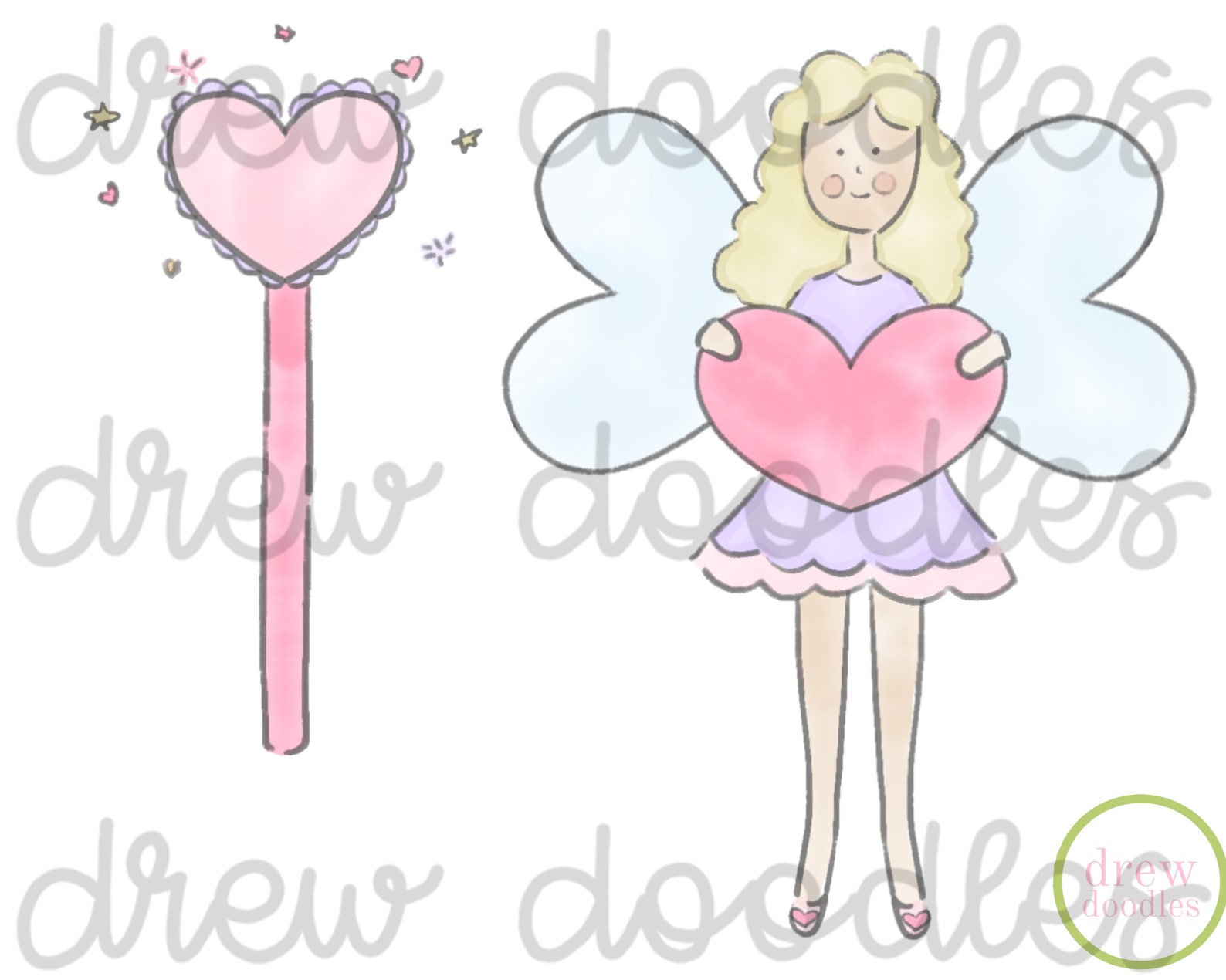 Watercolor Valentine's Day Fairies Digital Clip Art Set- Instant ...