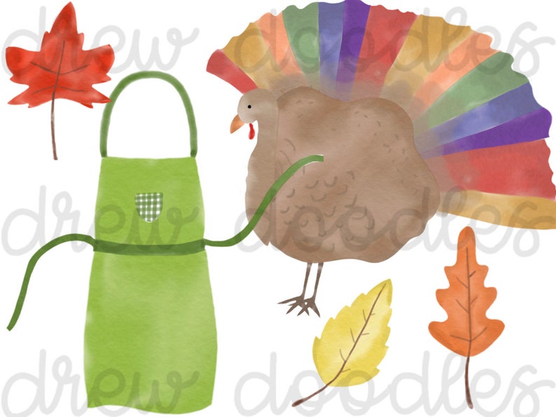 Watercolor Thanksgiving Essentials Digital Clip Art Set | Etsy