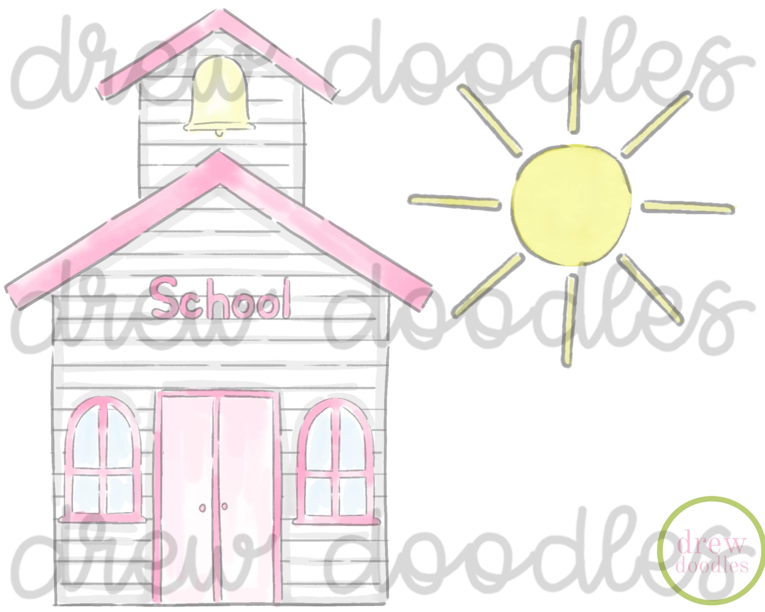 Watercolor Pink School House Teacher Appreciation Back to - Etsy