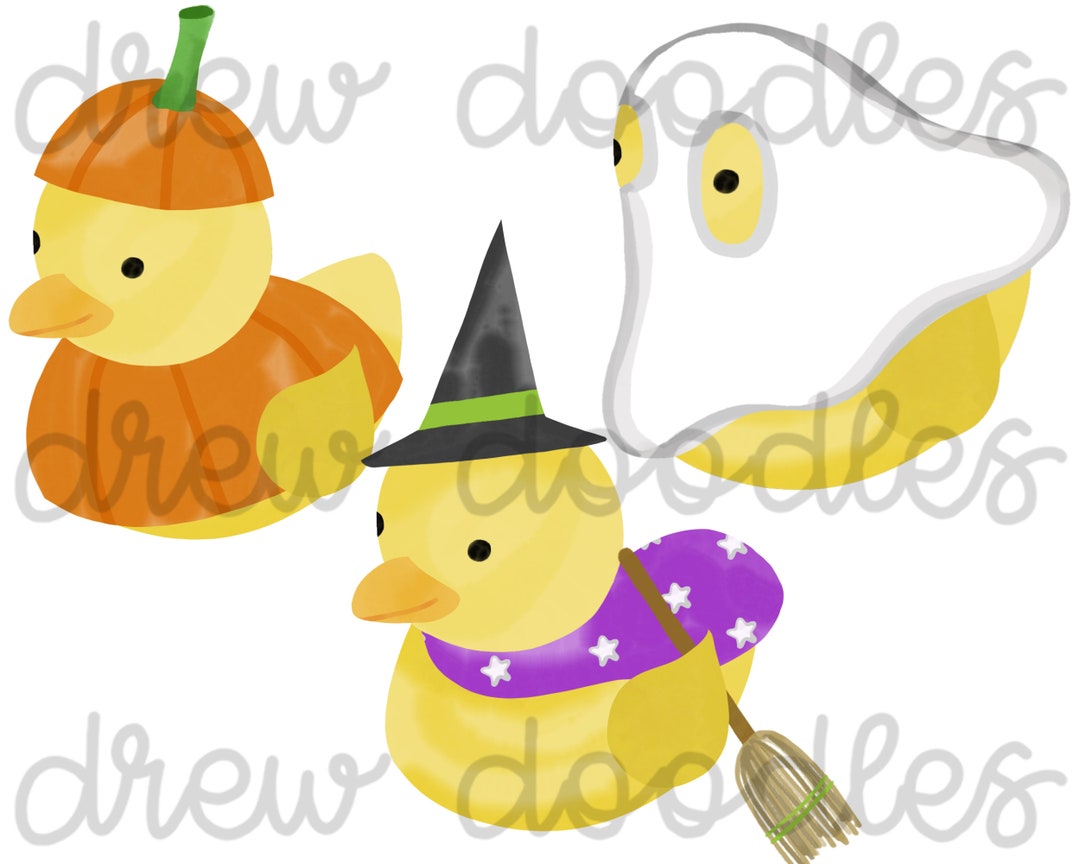 Watercolor Halloween Rubber Ducks Digital Clip Art Set- Instant ...