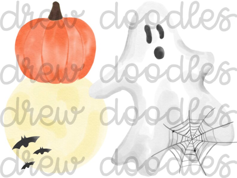 Watercolor Halloween Digital Clip Art Set Instant Download | Etsy