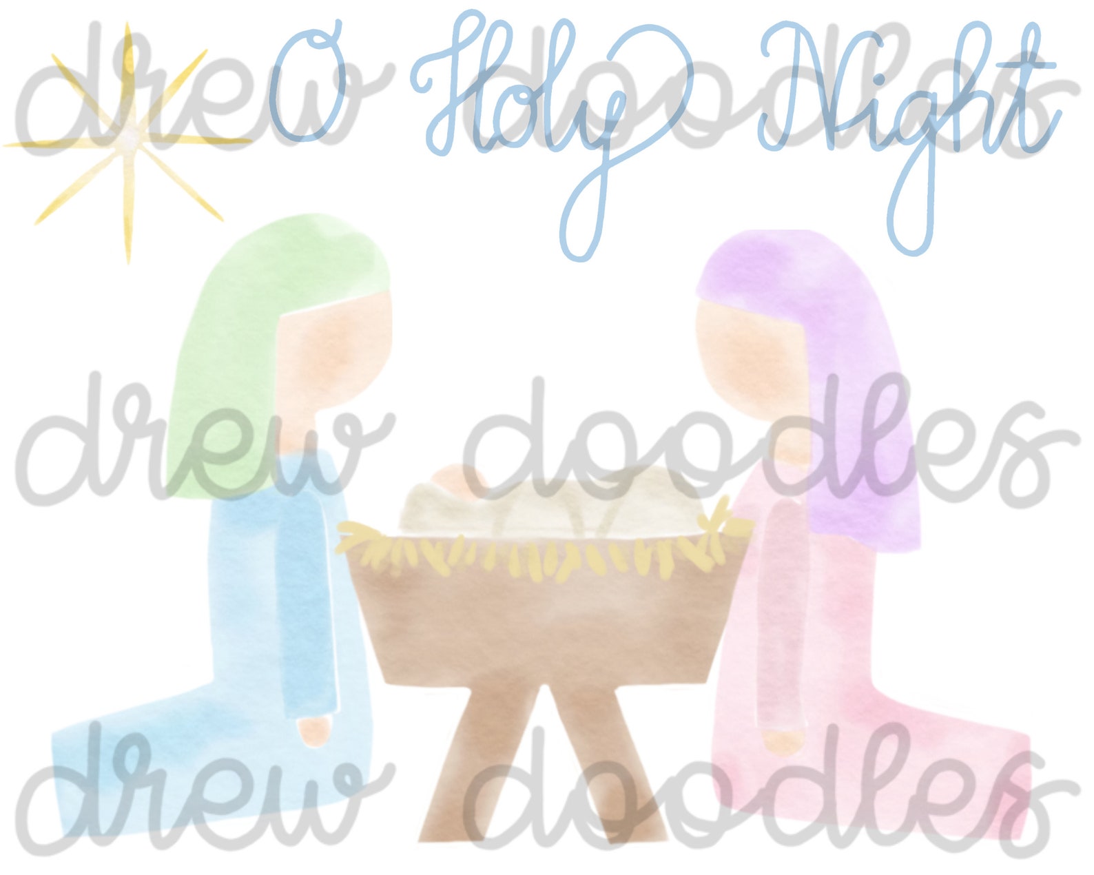 Watercolor Nativity Digital Clip Art Set Instant Download - Etsy
