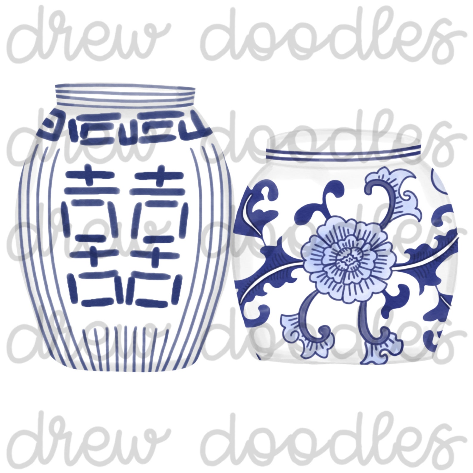 Watercolor Chinoiserie Ginger Jars Digital Clip Art Set - Etsy Canada