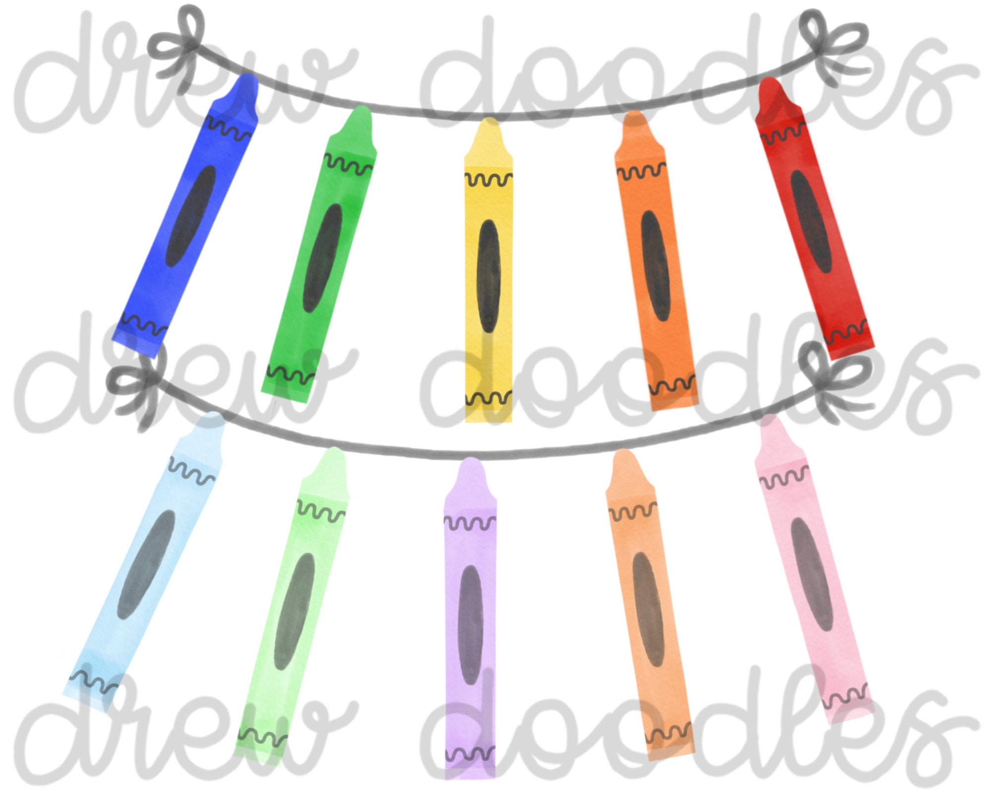 Watercolor Crayon Banner for Monogram Digital Clip Art Set - Etsy UK