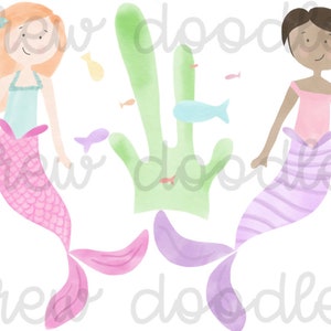 Watercolor Mermaids Digital Clip Art Set- Instant Download - Etsy