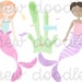 Watercolor Mermaids Digital Clip Art Set- Instant Download - Etsy Canada