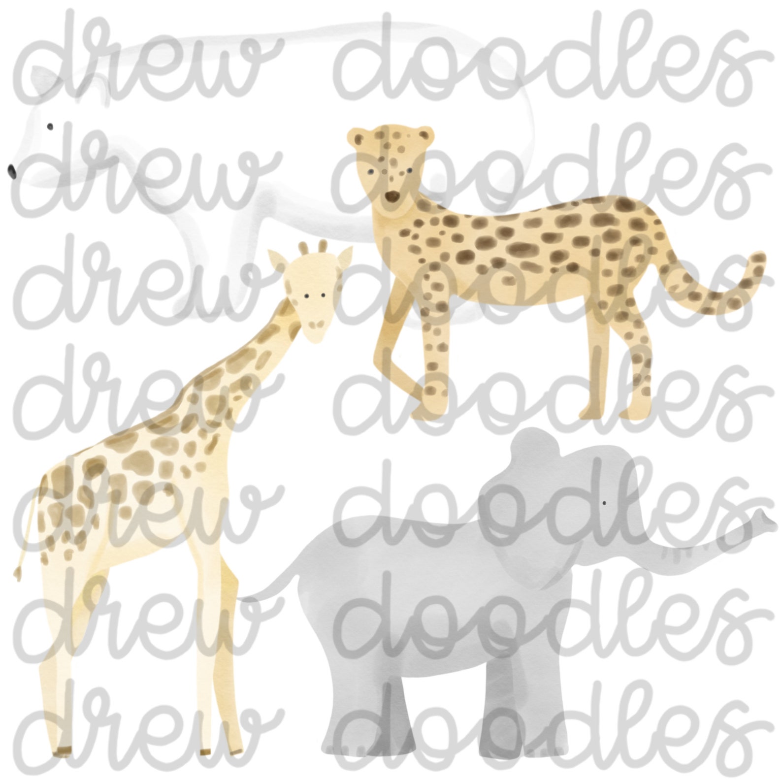 Watercolor Zoo Animals Instant Download | Etsy