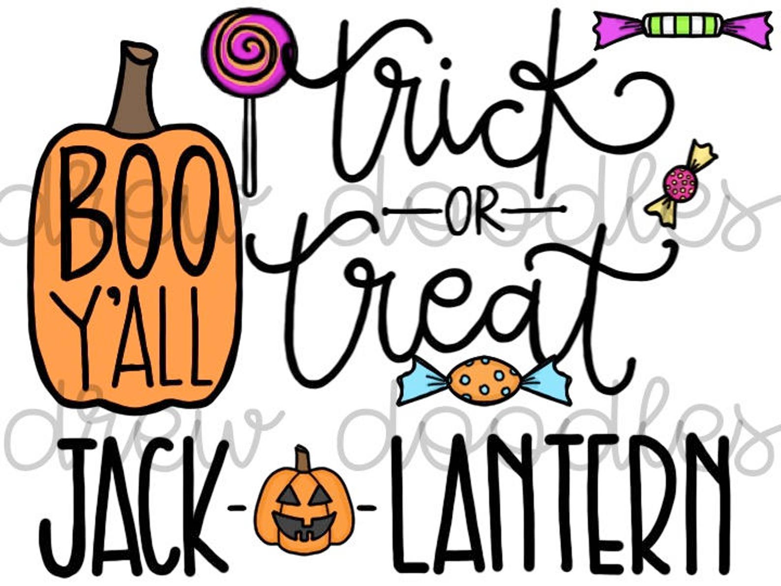 Halloween Doodles Digital Clip Art Set Instant Download - Etsy