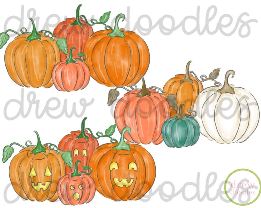 Watercolor Pumpkins Digital Clip Art Set- Instant Download - Etsy
