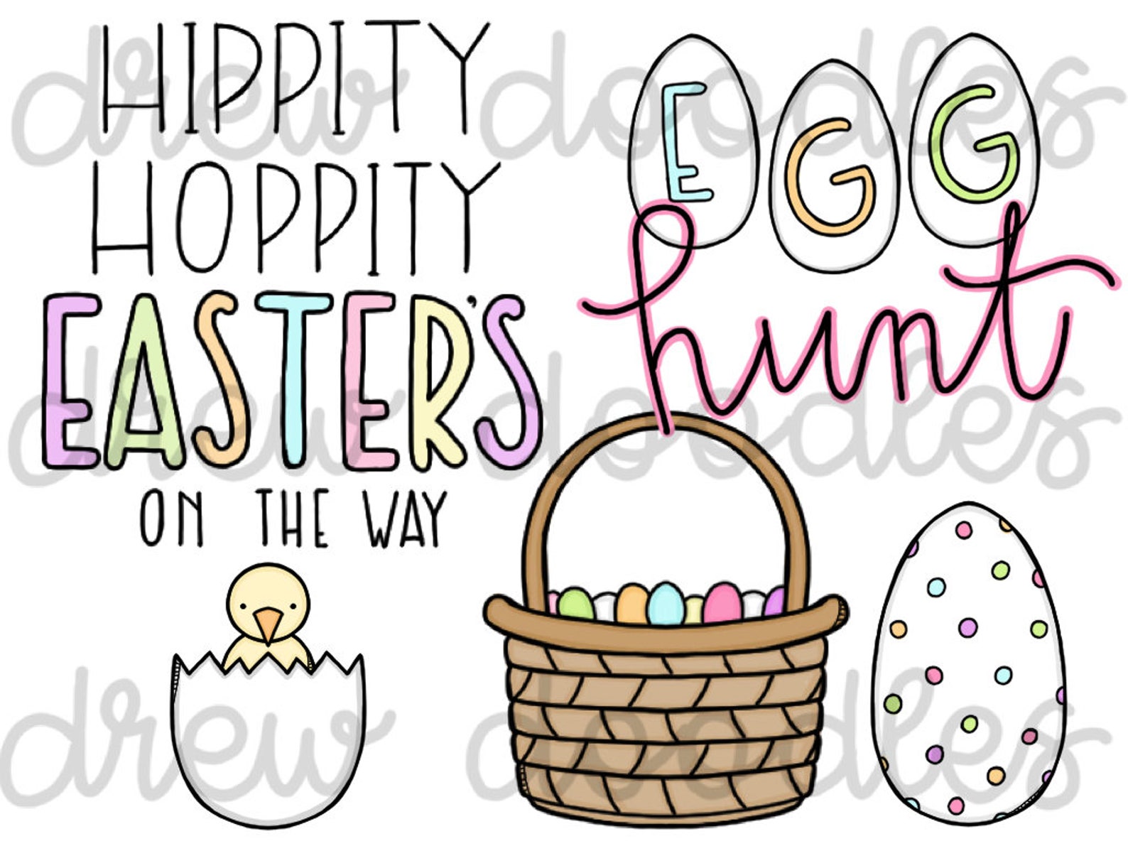 Easter Doodles Digital Clip Art Set Instant Download | Etsy