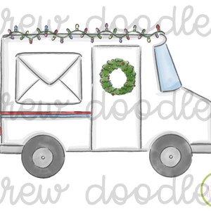 Watercolor Christmas Mail Truck Digital Clip Art Set- Instant Download ...
