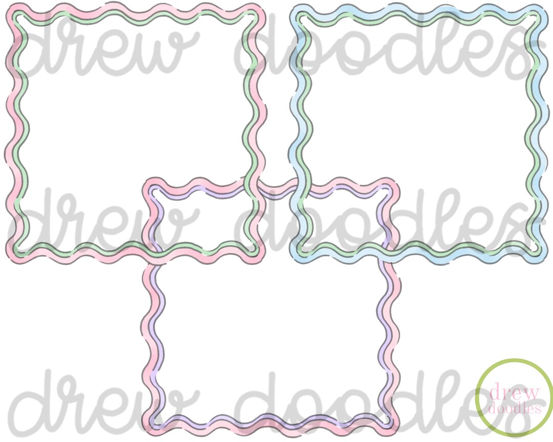 Watercolor Valentine's Day Squiggle Frames Digital Clip Art Set- Instant Download - Etsy
