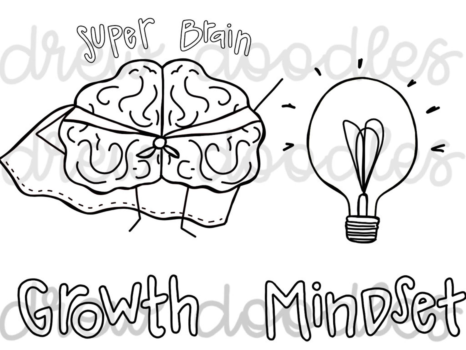 Growth Mindset Doodles Pt 2 Digital Clip Art Set Black Line - Etsy