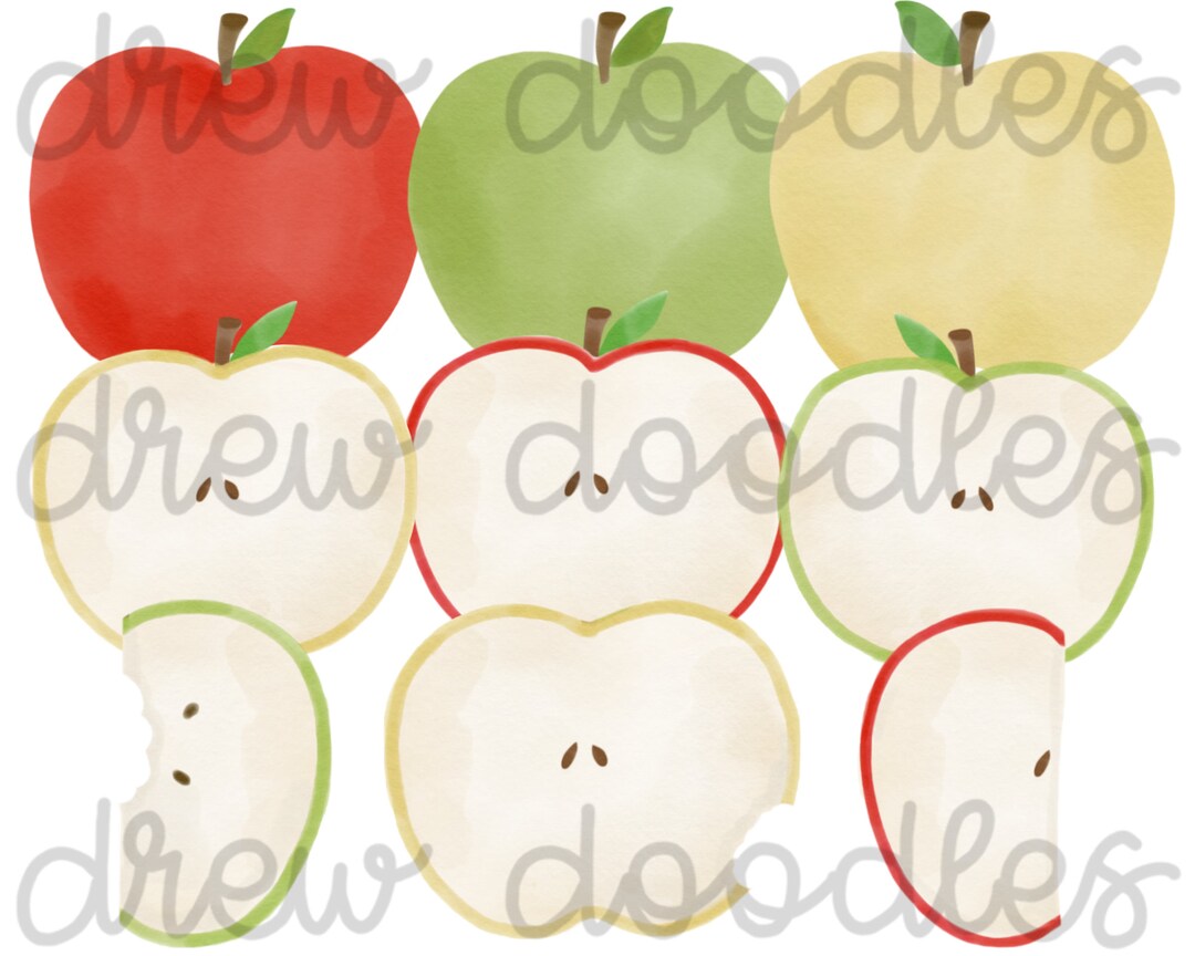 Watercolor Apples Digital Clip Art Set- Instant Download - Etsy