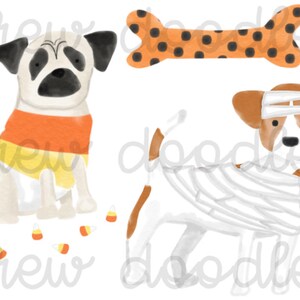 Watercolor Trick or Treat Halloween Dogs Digital Clip Art Set- Instant ...