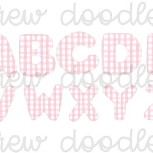 Watercolor Light Pink Gingham Alphabet Digital Clip Art Set- Instant ...